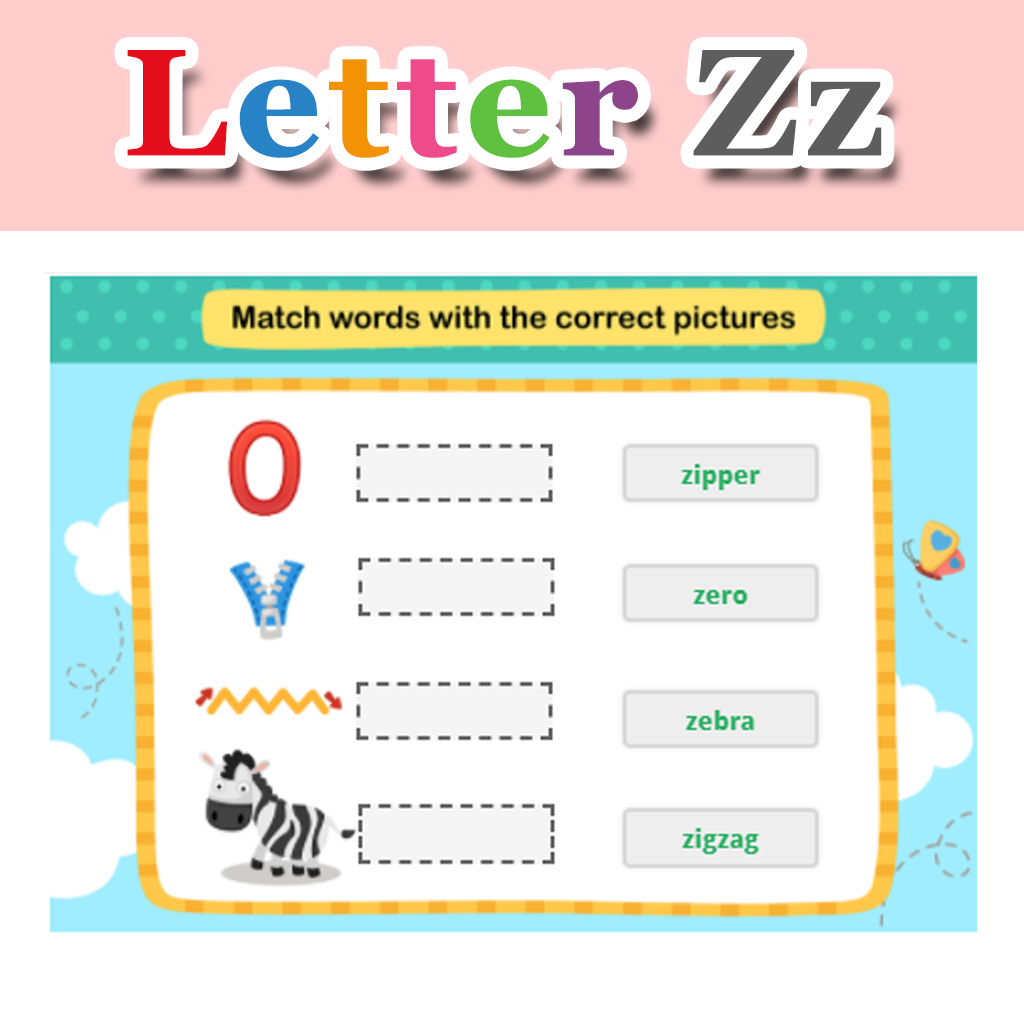 Match Words with the Correct Pictures - Letter Z - iWorksheets | Free ...