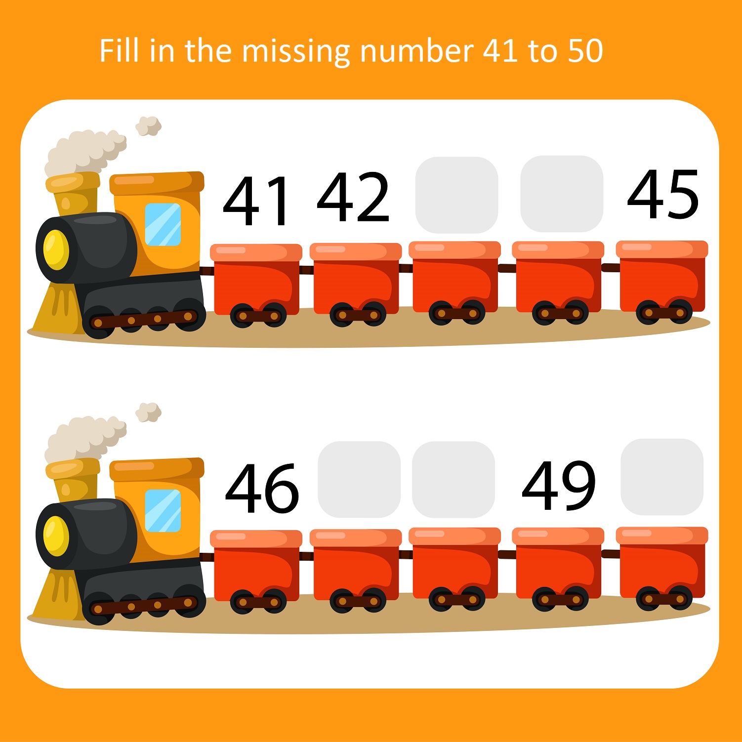 Fill in the missing number 41 to 50 - iWorksheets | Free Interactive ...