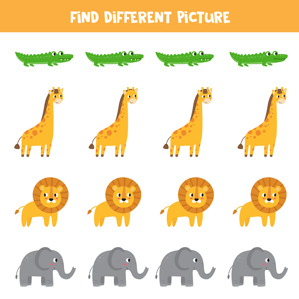Find Different Picture - Set D - iWorksheets | Free Interactive ...
