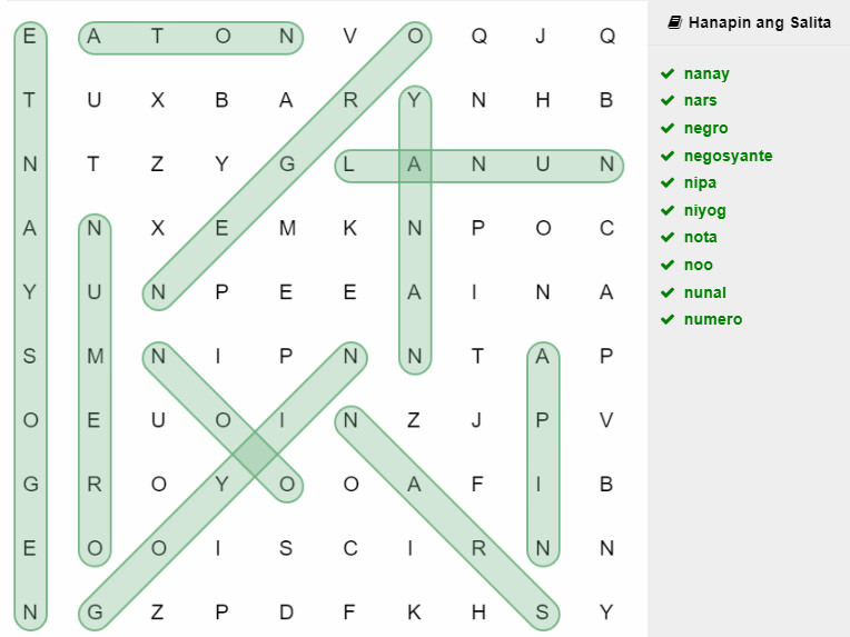 Titik Nn - Hanapin ang Salita - iWorksheets | Free Interactive ...